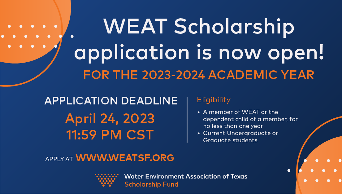 Water Environment Association of Texas | WEAT Scholarships Deadline